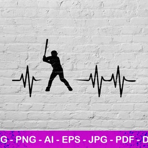 Heartbeat Baseball Svg File, Silhouette Svg, Baseball Svg, Heartbeat ...