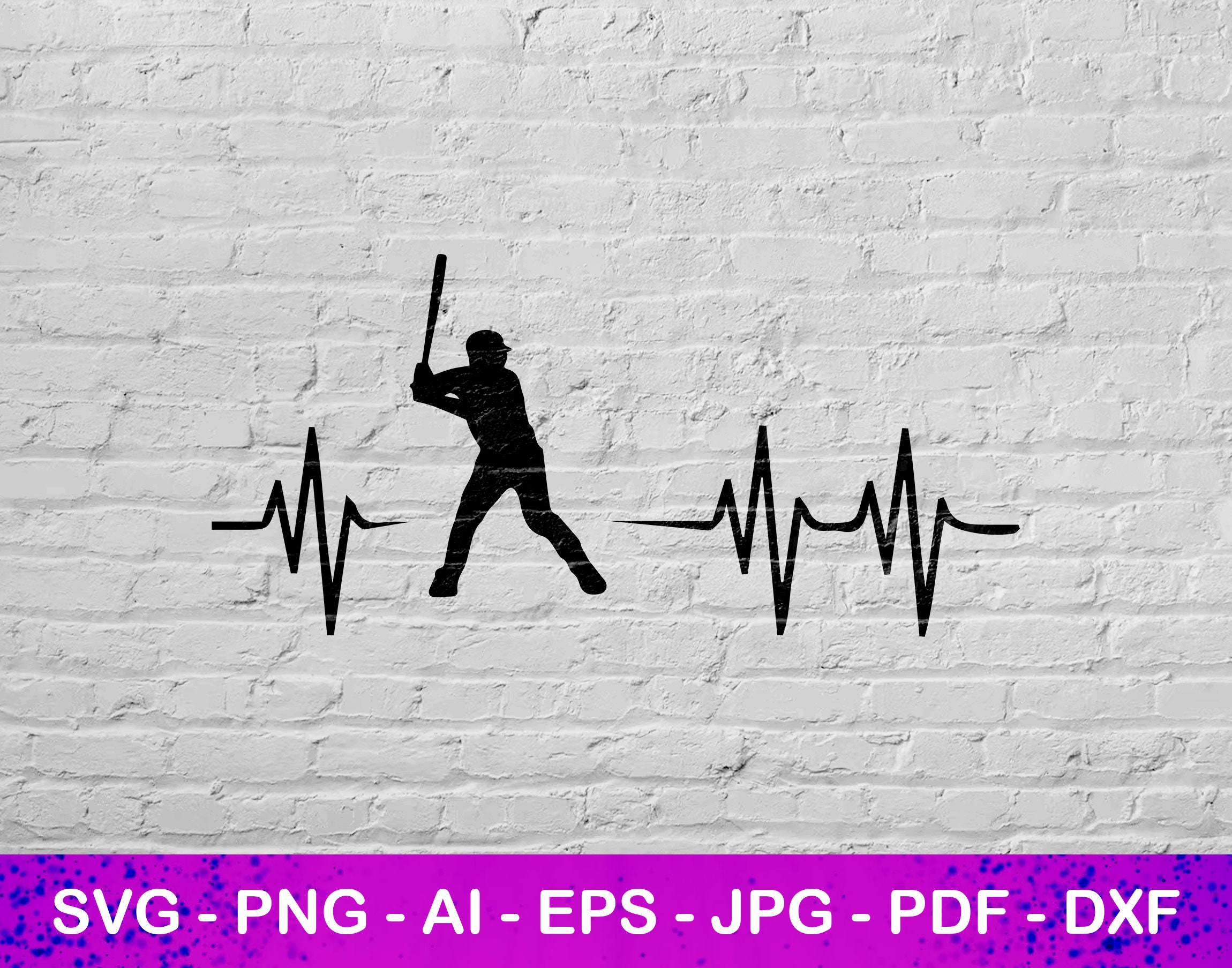 Heartbeat Baseball Svg File, Silhouette Svg, Baseball Svg, Heartbeat ...