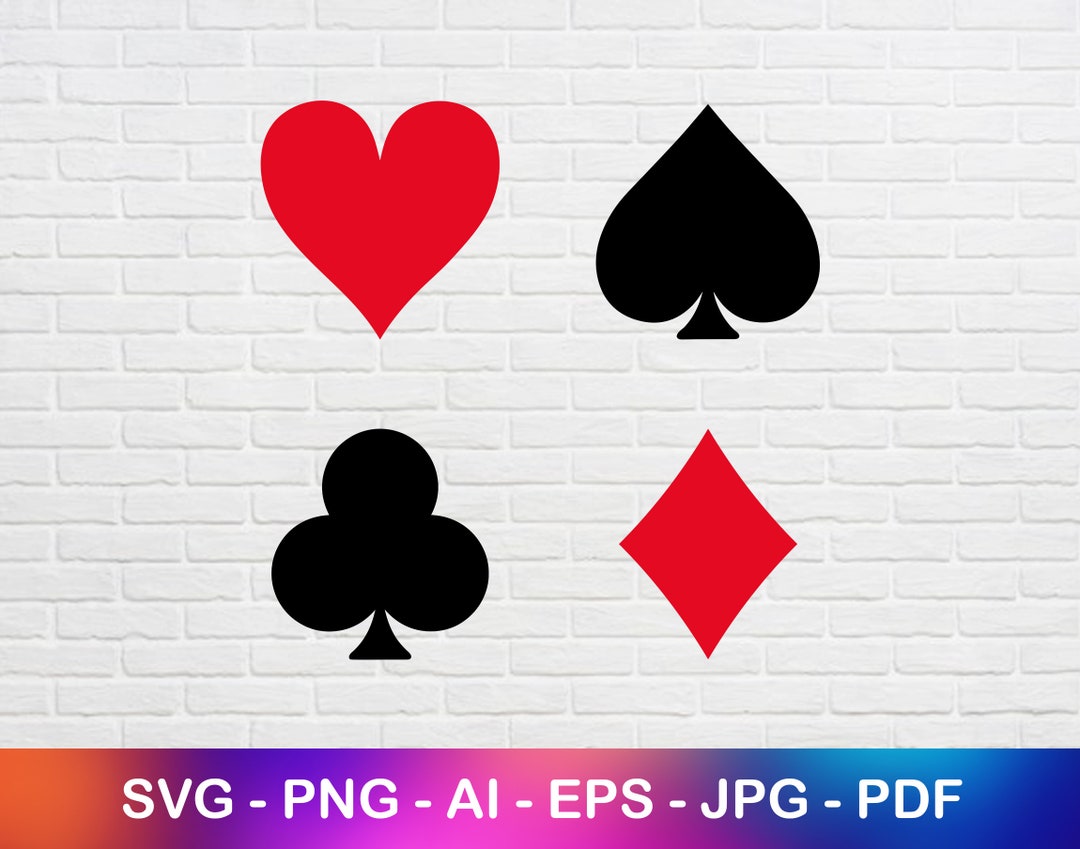 Play Cards Suits Svg, Jpg, Pdf, Eps, Poker Game Silhouette - Etsy