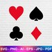Play Cards Suits Svg, Jpg, Pdf, Eps, Poker Game Silhouette - Etsy