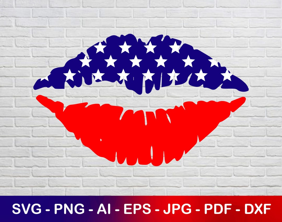 USA Lips Svg, American Flag Lips, 4th of July Svg, Svg Files, Patriotic ...