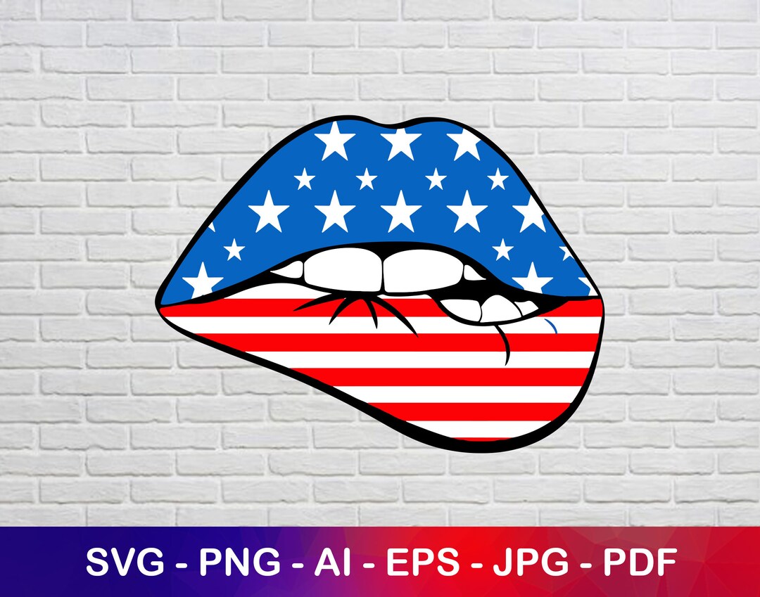 American Lips Svg File,usa Flag Lips Svg, Biting Lips Svg, Patriot Svg ...
