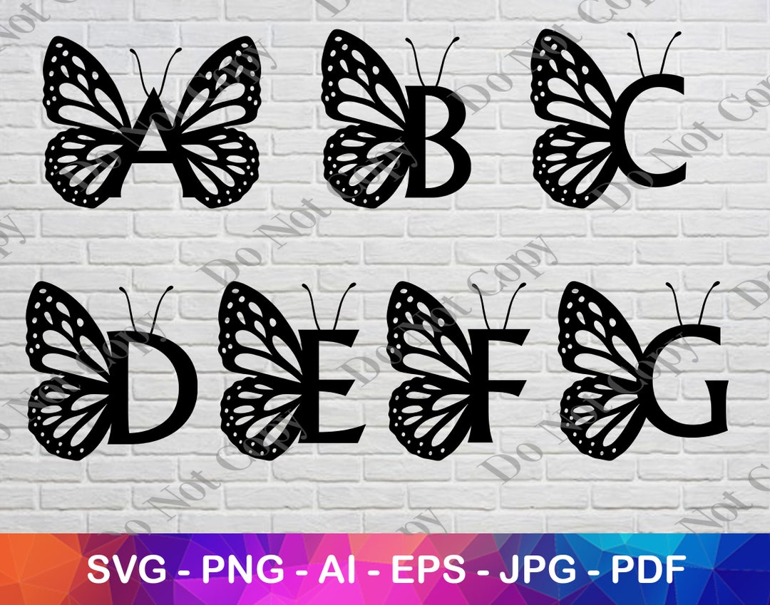 Butterfly Split Monogram Letters Svg File for Cricut, 26 Individual Cut ...
