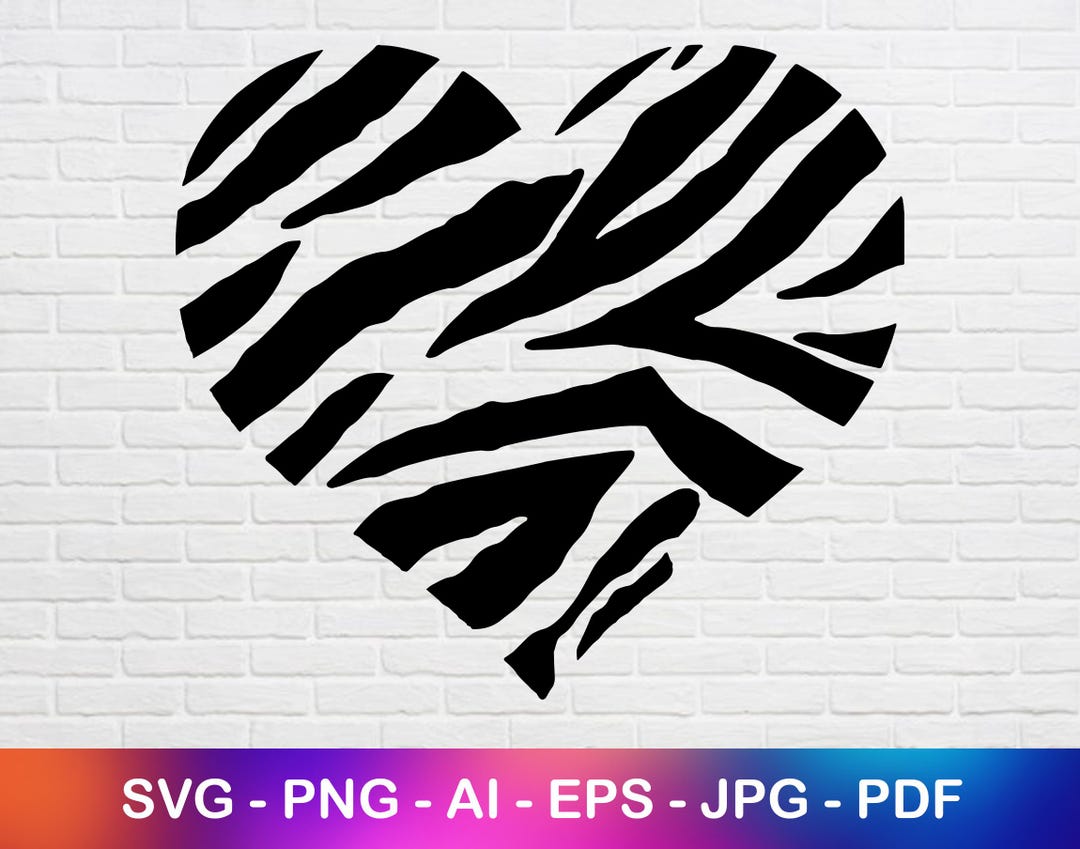 Zebra Heart Svg, Zebra Stripes Digital Download - Etsy