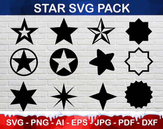 Stars Svg Bundle SET 12 for Cricut and Silhouette, Christmas Ornaments ...