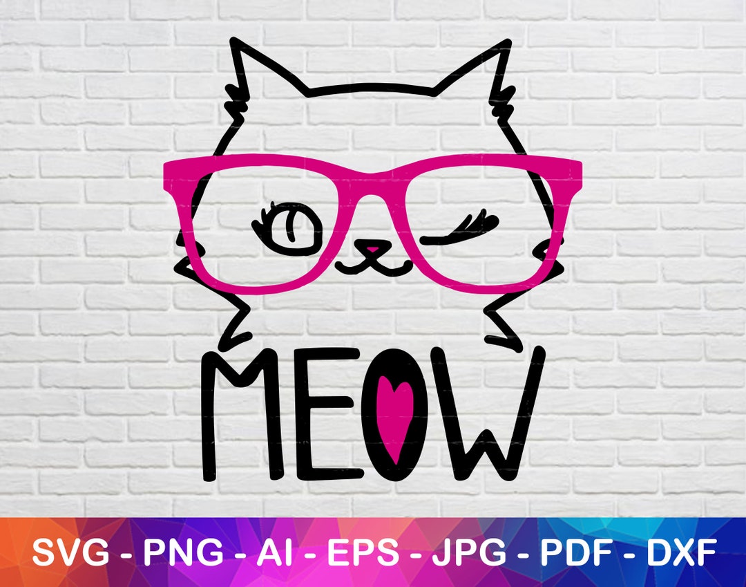 Meow Logo Svg, Nursery Svg File, Cute Cat Saying Png, Dxf, Pdf Files ...