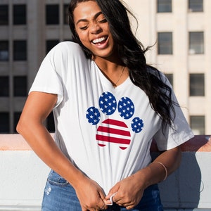 Paw Print American Flag Svg, USA Paw Svg, Dog Mom Svg, 4th of July Svg ...