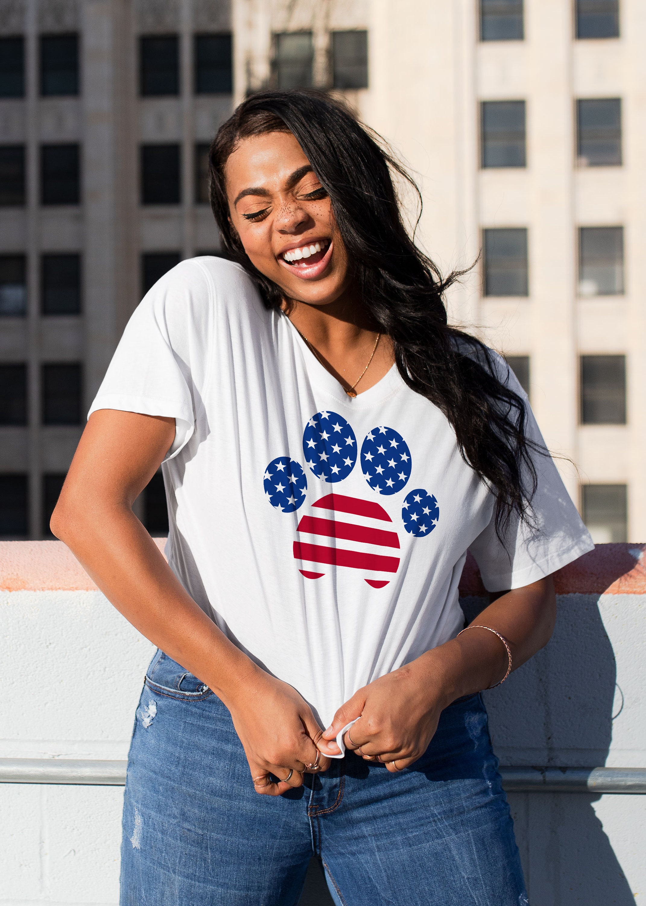 Paw Print American Flag Svg USA Paw Svg Dog Mom Svg 4th of - Etsy