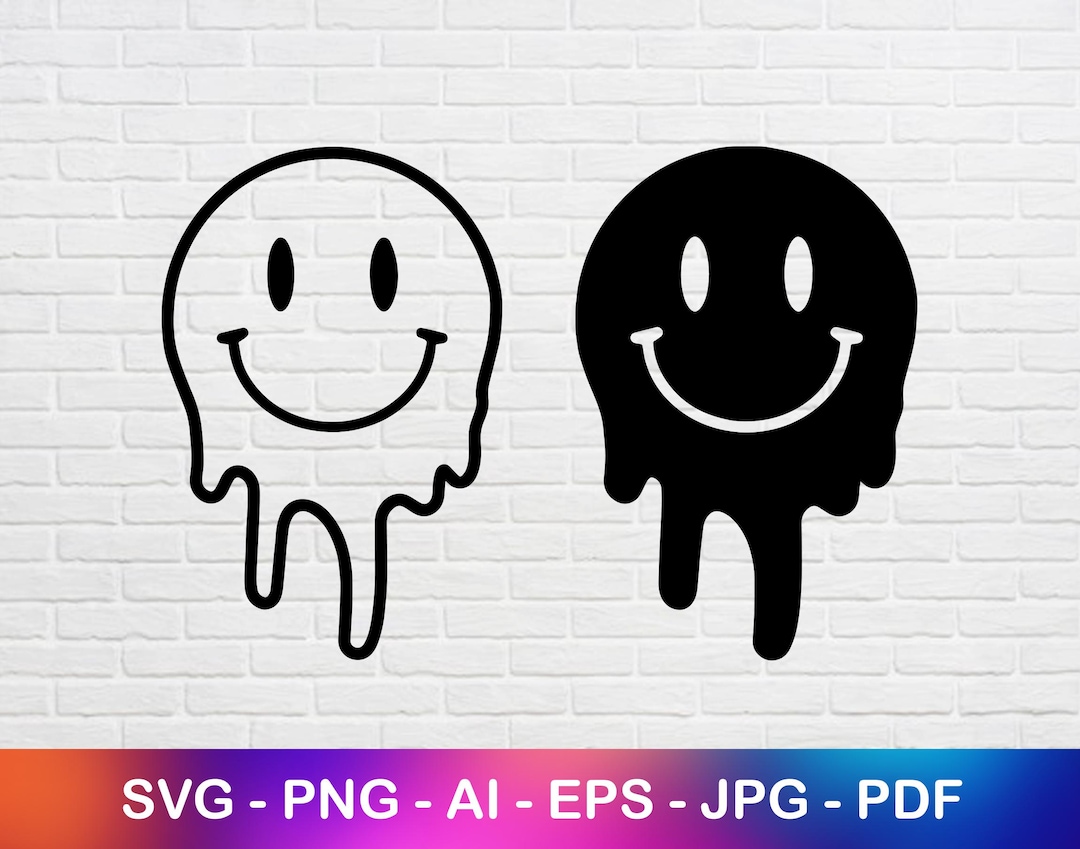 White Dripping Smile Svg and Black Dripping Smile Svg Cut File - Etsy