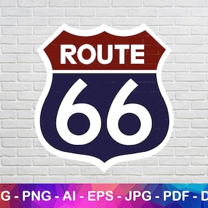 Route 66 Svg, Highway Sign Vector Clipart Illustration Dxf, Png, Pdf - Etsy