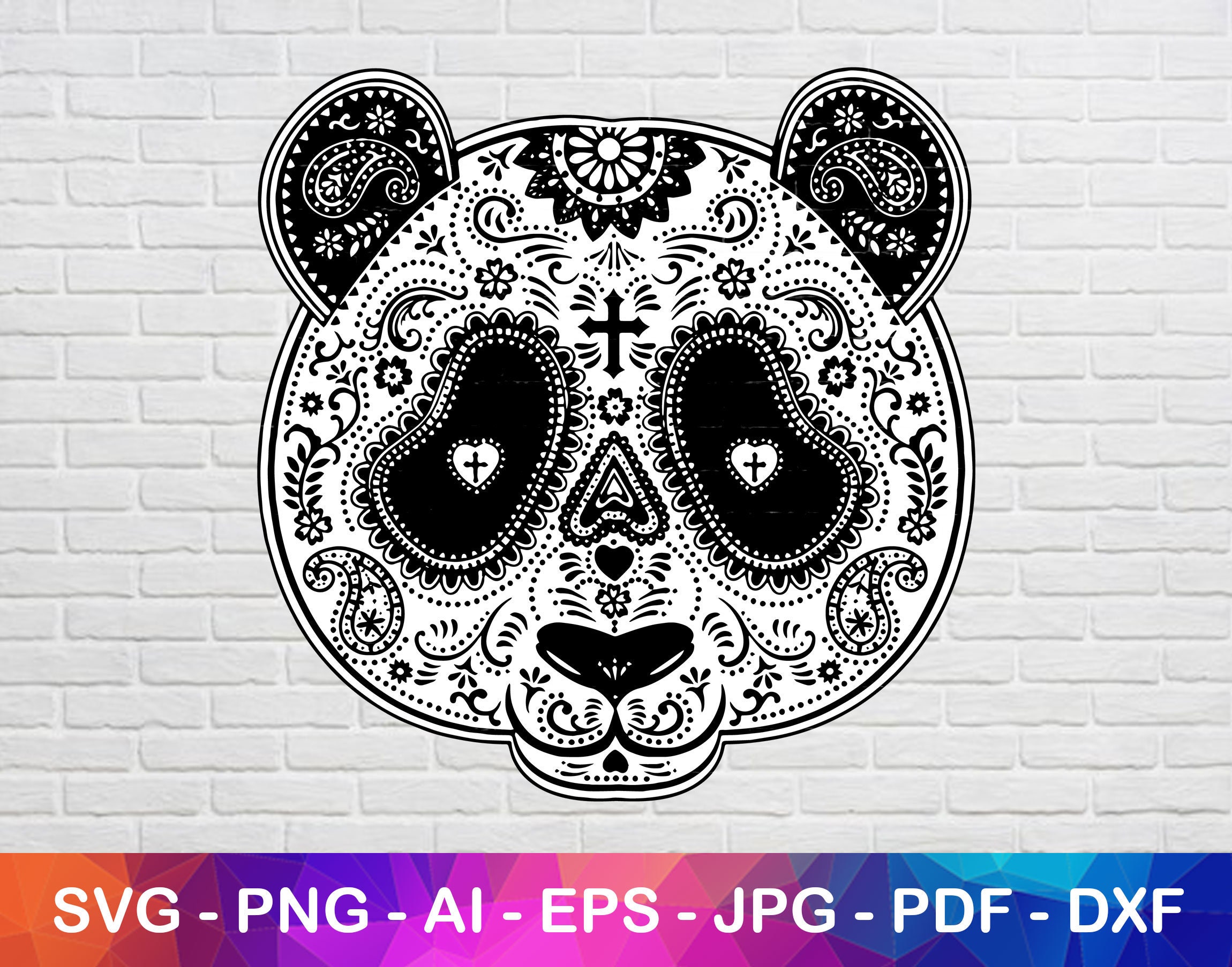Panda Skull Silhouette Candy Skull Png Jpg Pdf Eps Dxf - Etsy