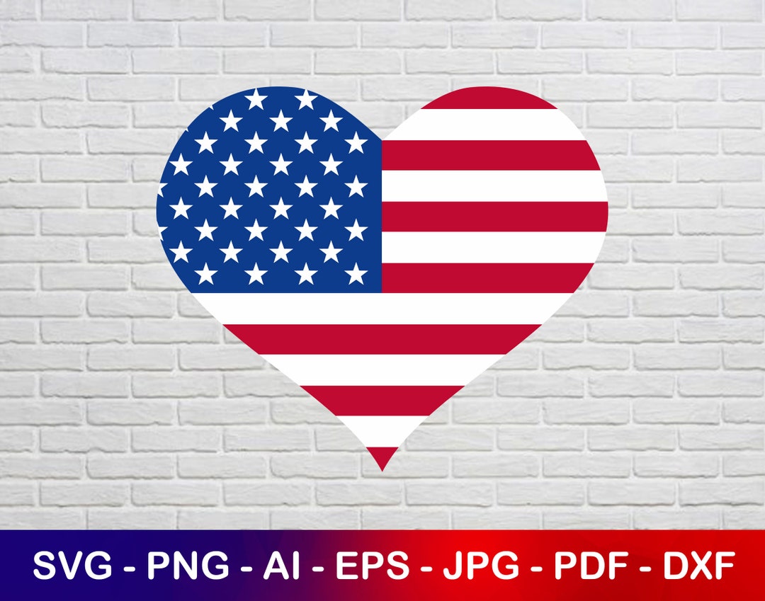 America Heart Svg, American Flag Heart Svg, Independence Day Svg ...