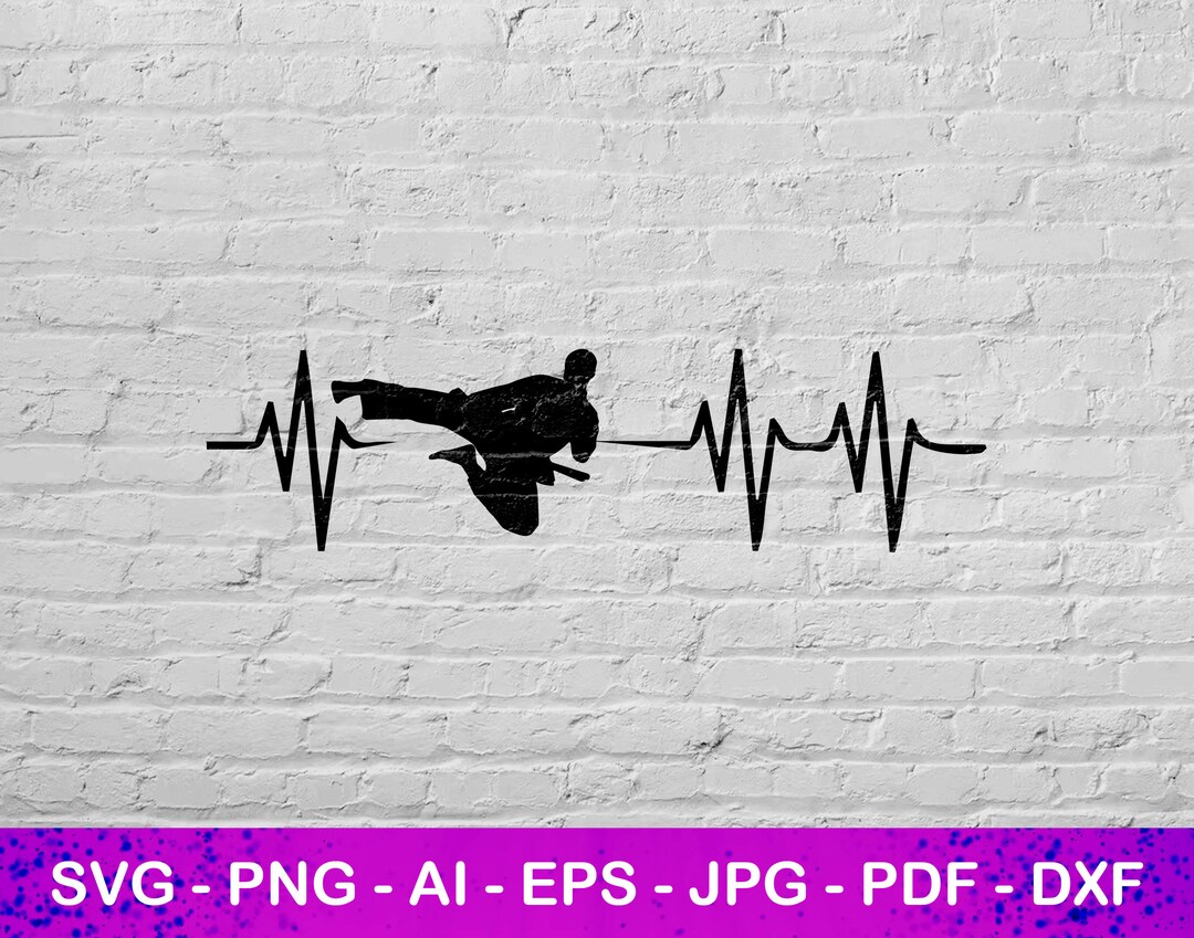 Heartbeat Karate Svg, Karate Svg File, Fight Svg, Basic Svg, Heartbeat ...