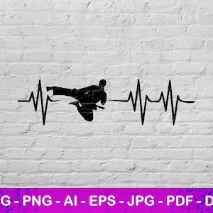 Heartbeat Karate Svg, Karate Svg File, Fight Svg, Basic Svg, Heartbeat ...