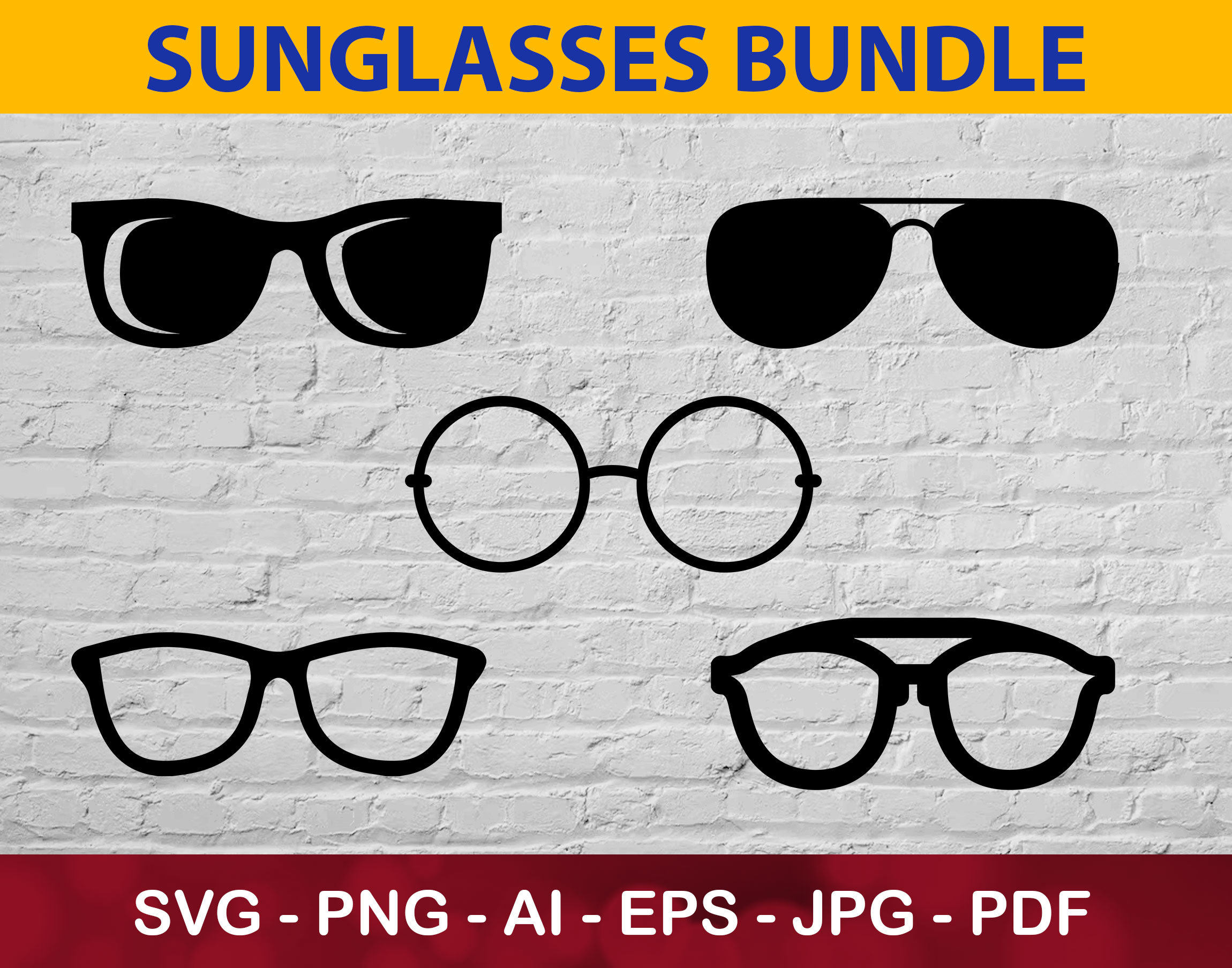 Sunglasses Svg Bundle, Summer Svg Files, Eyeglasses Clipart Instant Svg ...