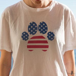 Paw Print American Flag Svg, USA Paw Svg, Dog Mom Svg, 4th of July Svg ...