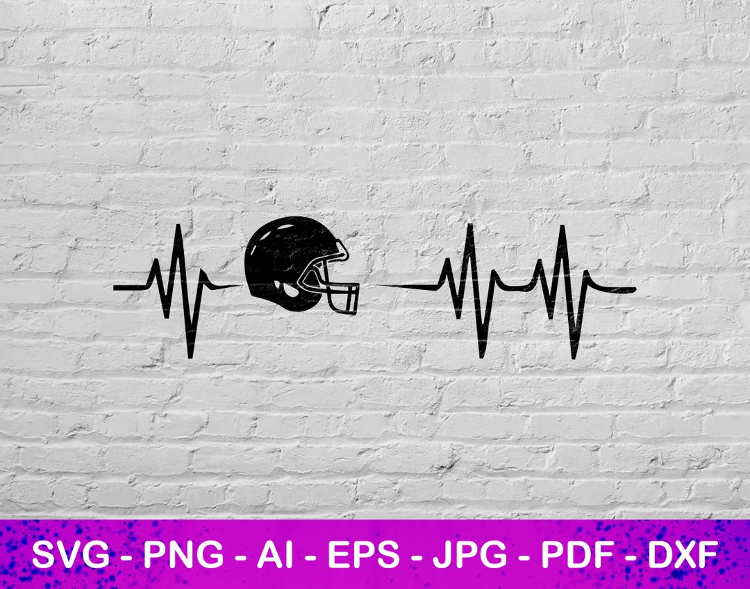 Heartbeat Football Svg File, Silhouette Svg, Heartbeat Svg, Instant Svg ...