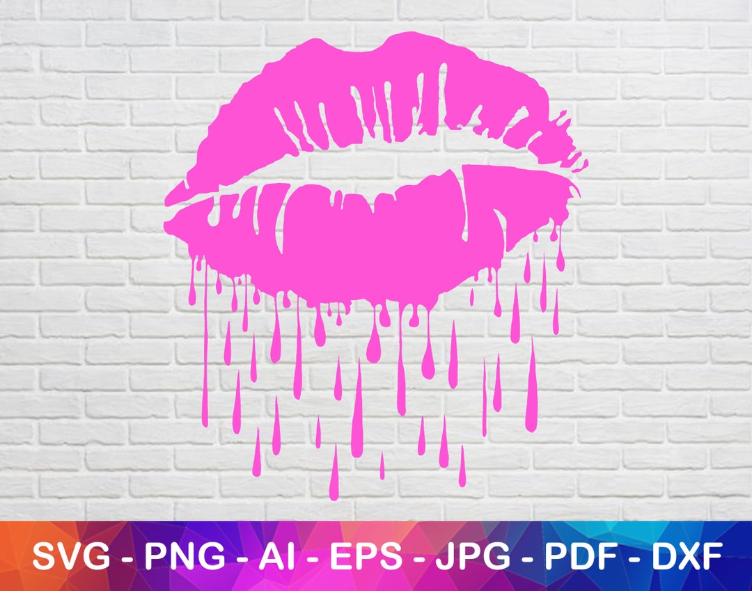 Pink Lips Svg, Valentines Day Svg Files, Lips Silhouette, Instant Svg ...