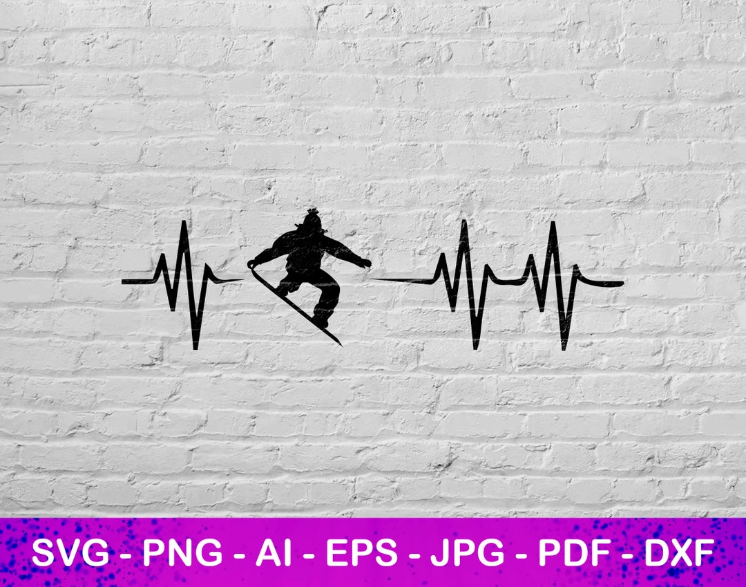 Heartbeat Snowboard Svg File, Snowboarding Svg, Heartbeat Svg, Instant ...