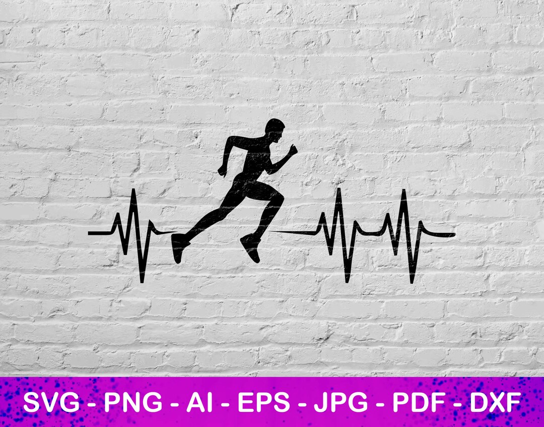 Heartbeat Running Svg File, Silhouette Svg, Running Svg, Heartbeat Svg ...