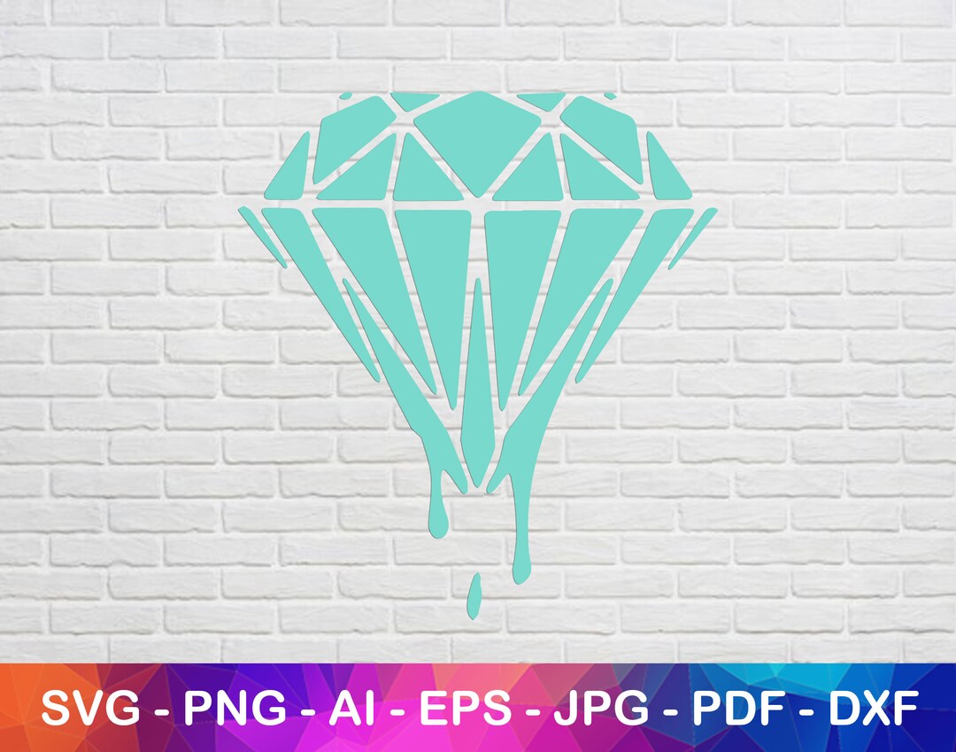 Melting Blue Diamond Svg File, Gift for Diamond Lovers, Instant Svg ...