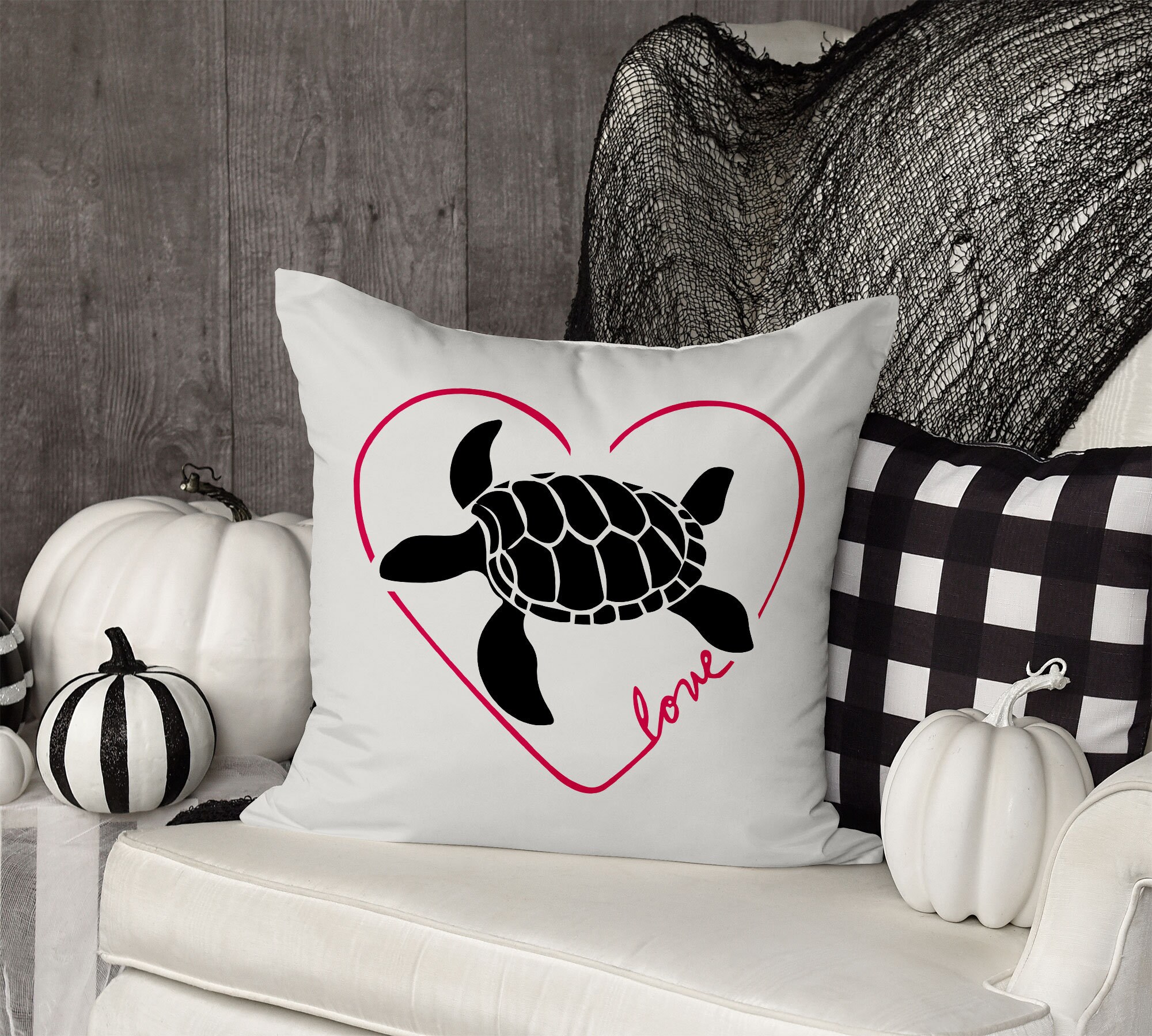 Love Turtle Svg, Png File for Cricut, Sea Turtle Silhouette and Red ...