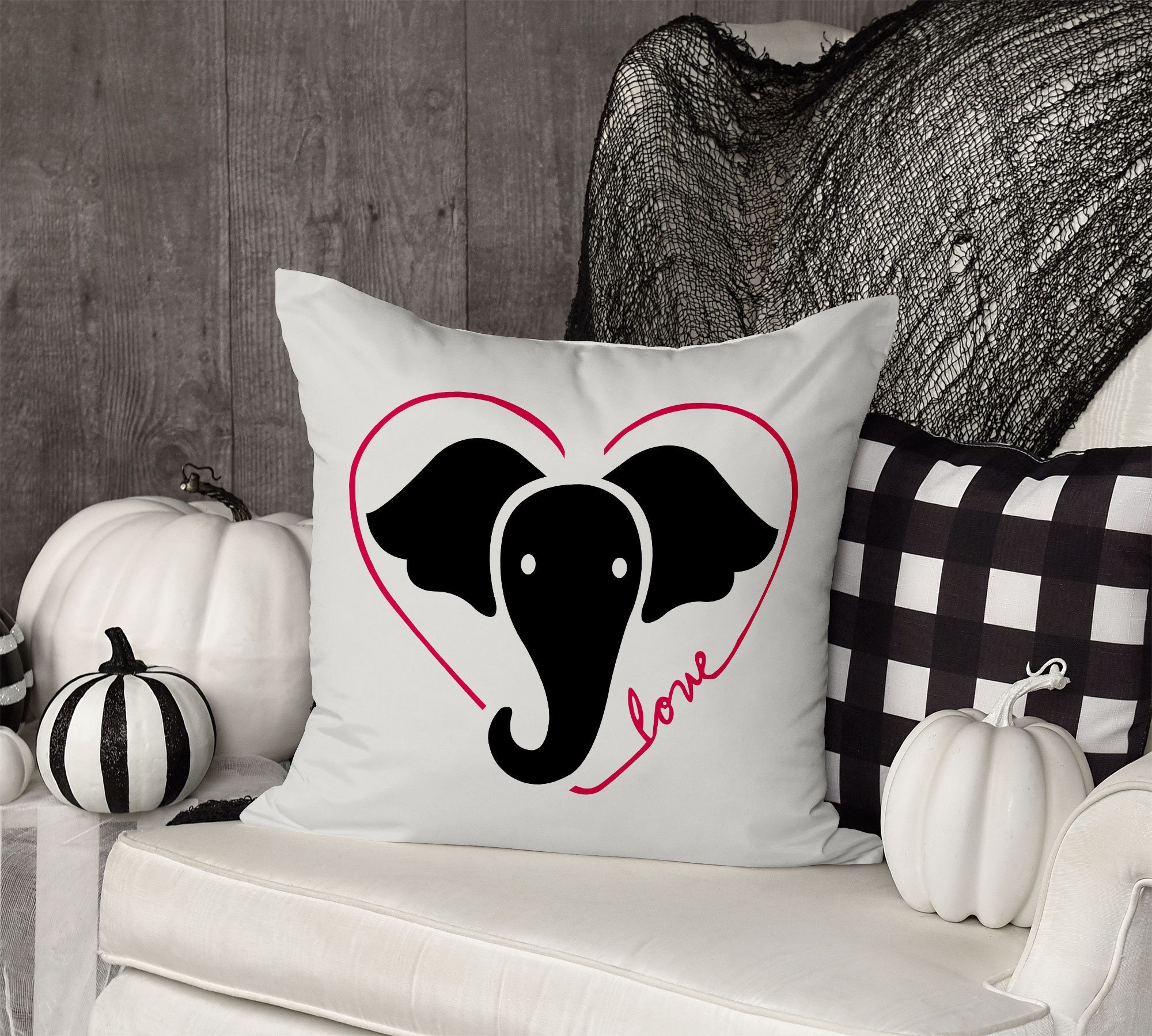 Love Elephant Svg File for Cricut, Elephant Head Silhouette and Red ...