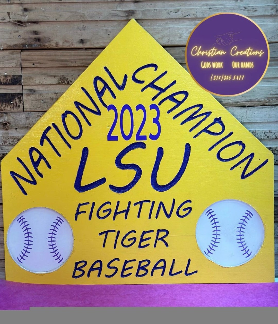 LSU Hand Painted Wooden Home Plate baseballs - Etsy