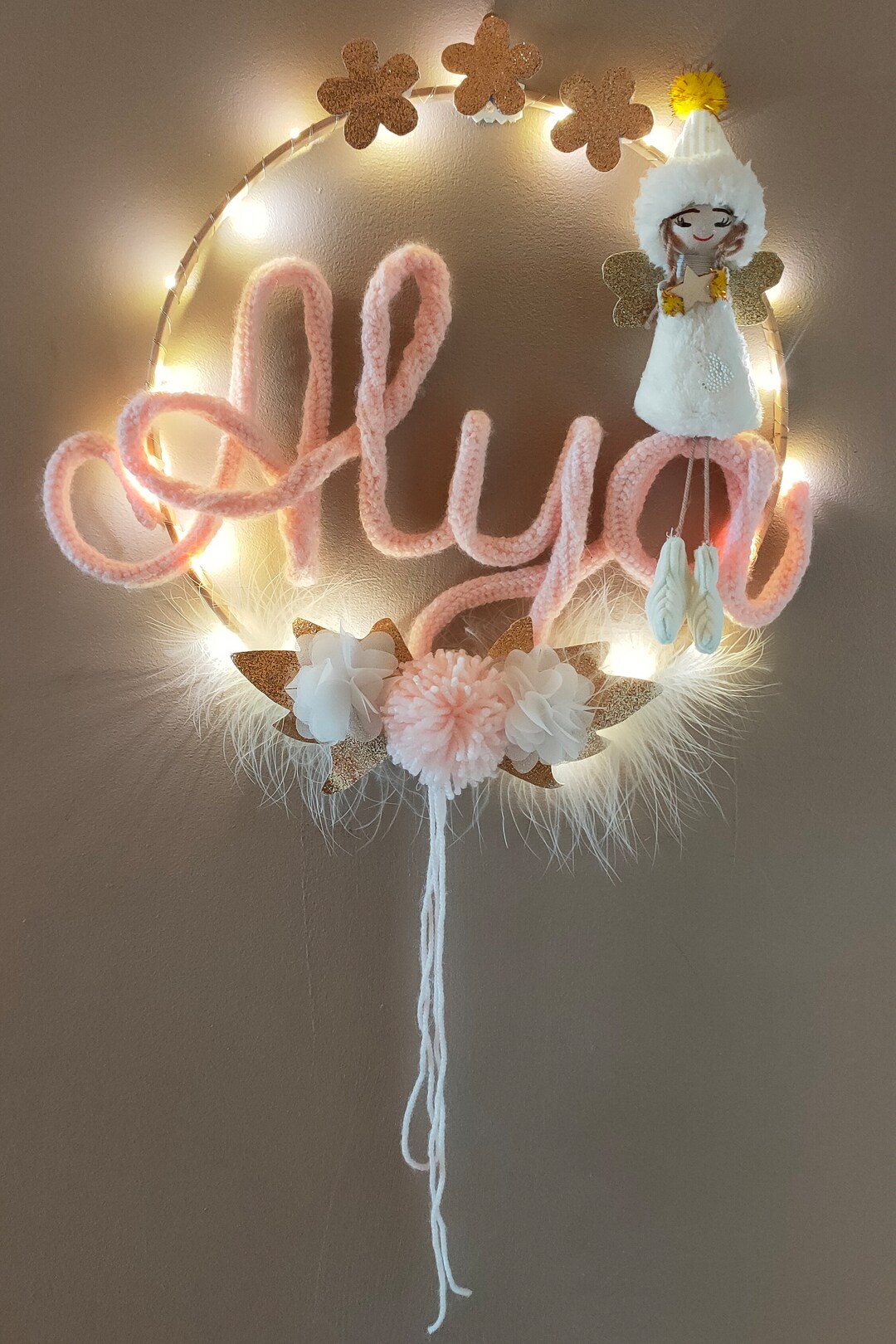Bright White Angel Crown/knitted First Name Crown With Flower or Star ...