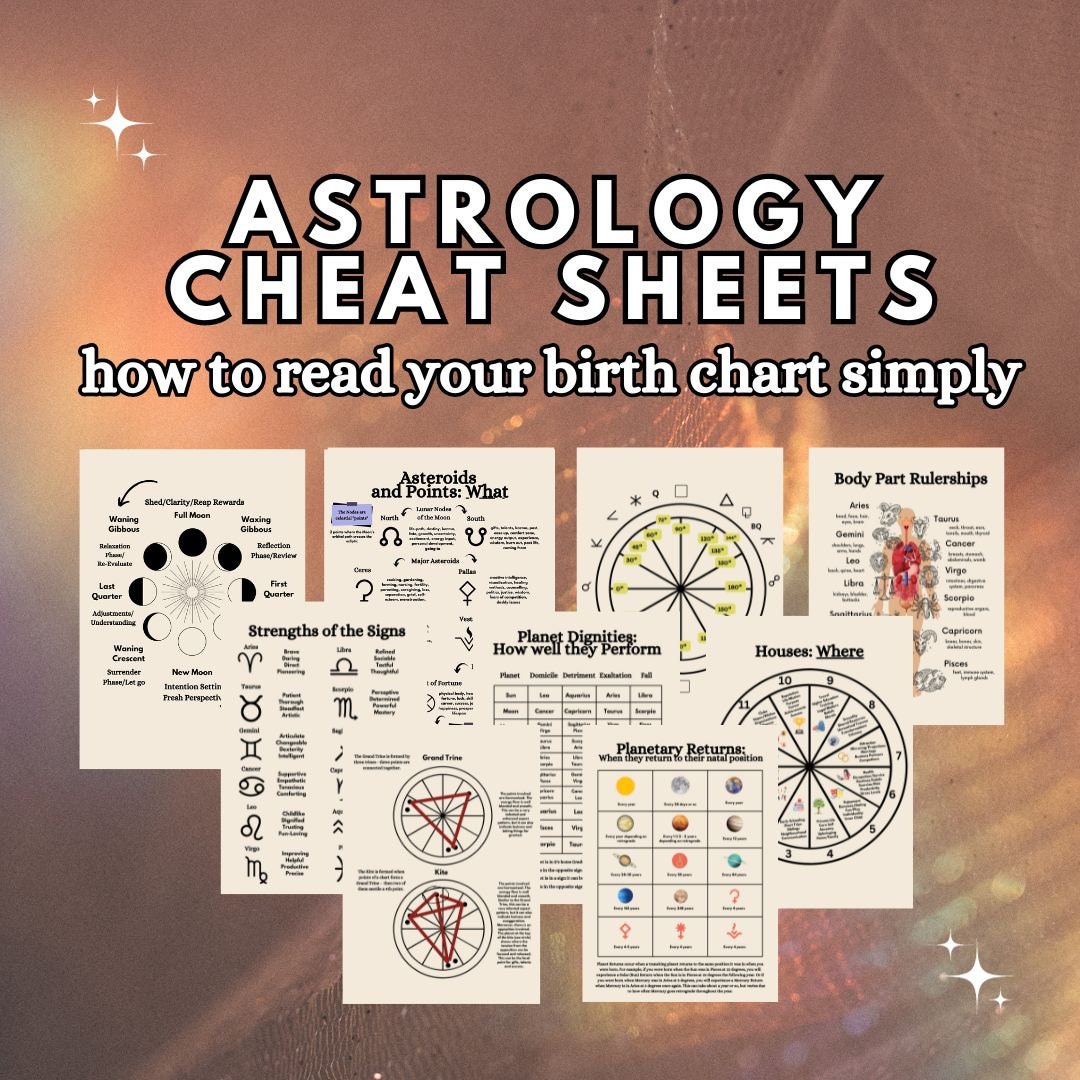 Astrology Cheat Sheets PDF How to Read a Birth Chart Learn Astrology - Etsy