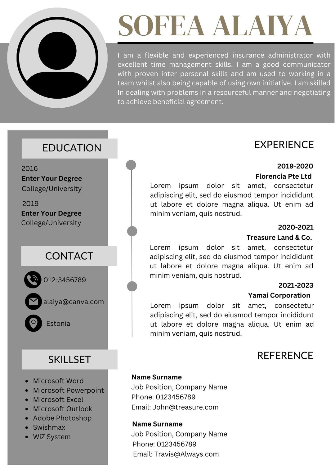 Grey Simple White Template - Etsy