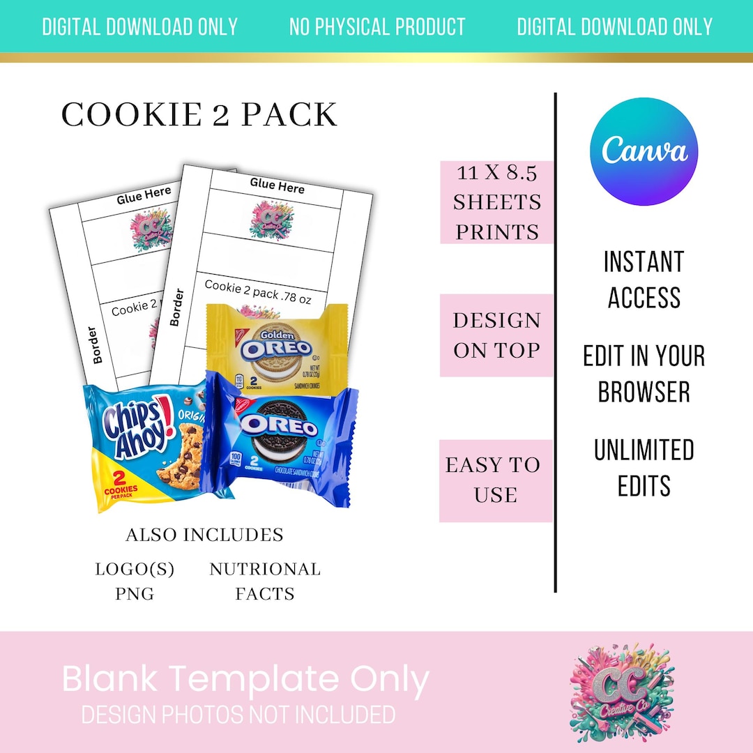 Cookie 2 Pack Template - Etsy