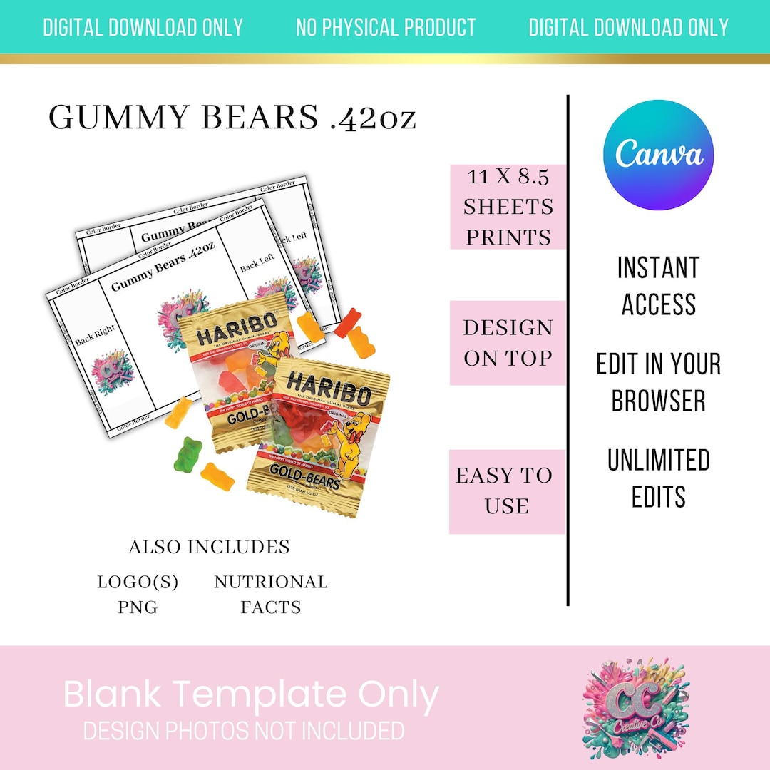Haribo Gummy .42oz Template - Etsy
