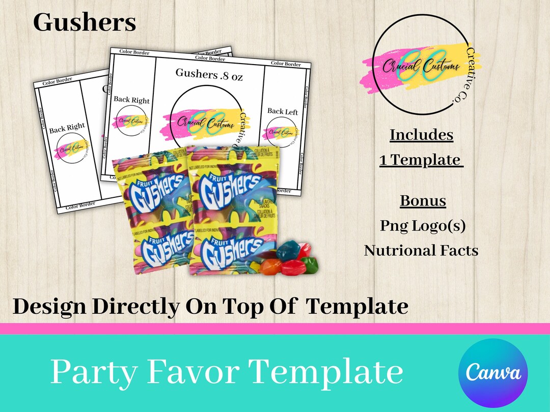 Gushers Snack Template - Etsy