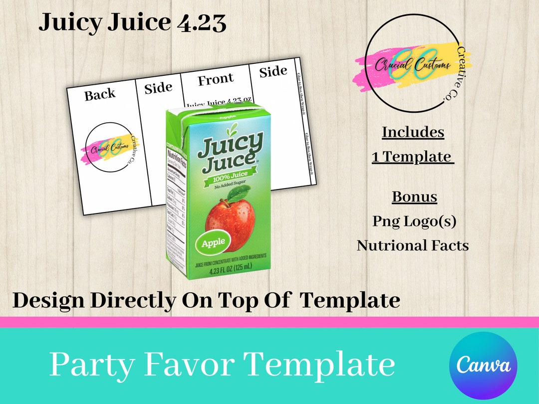 Juice Box 4.23oz Template - Etsy