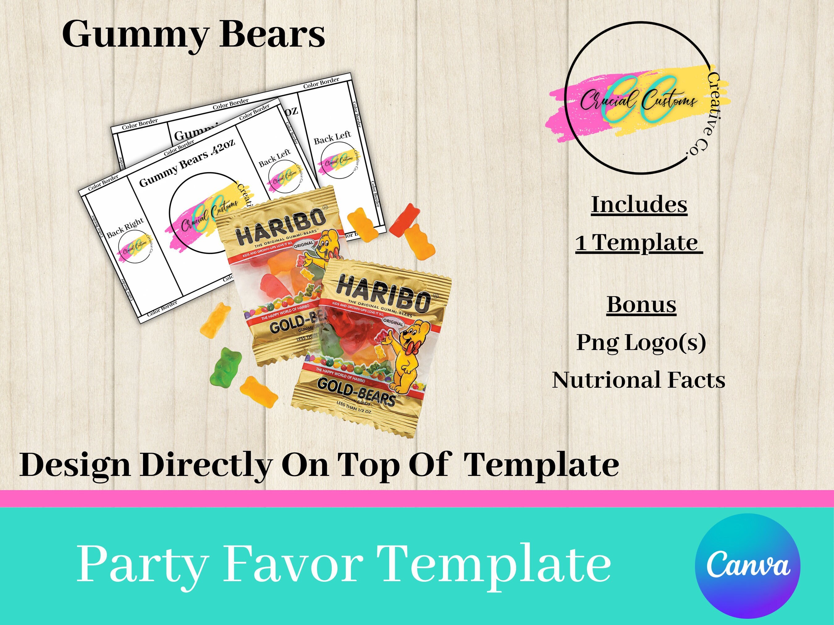 Haribo Gummy .42oz Template - Etsy