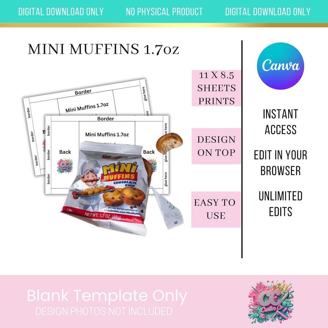 Mini Muffins 1.7oz Template - Etsy