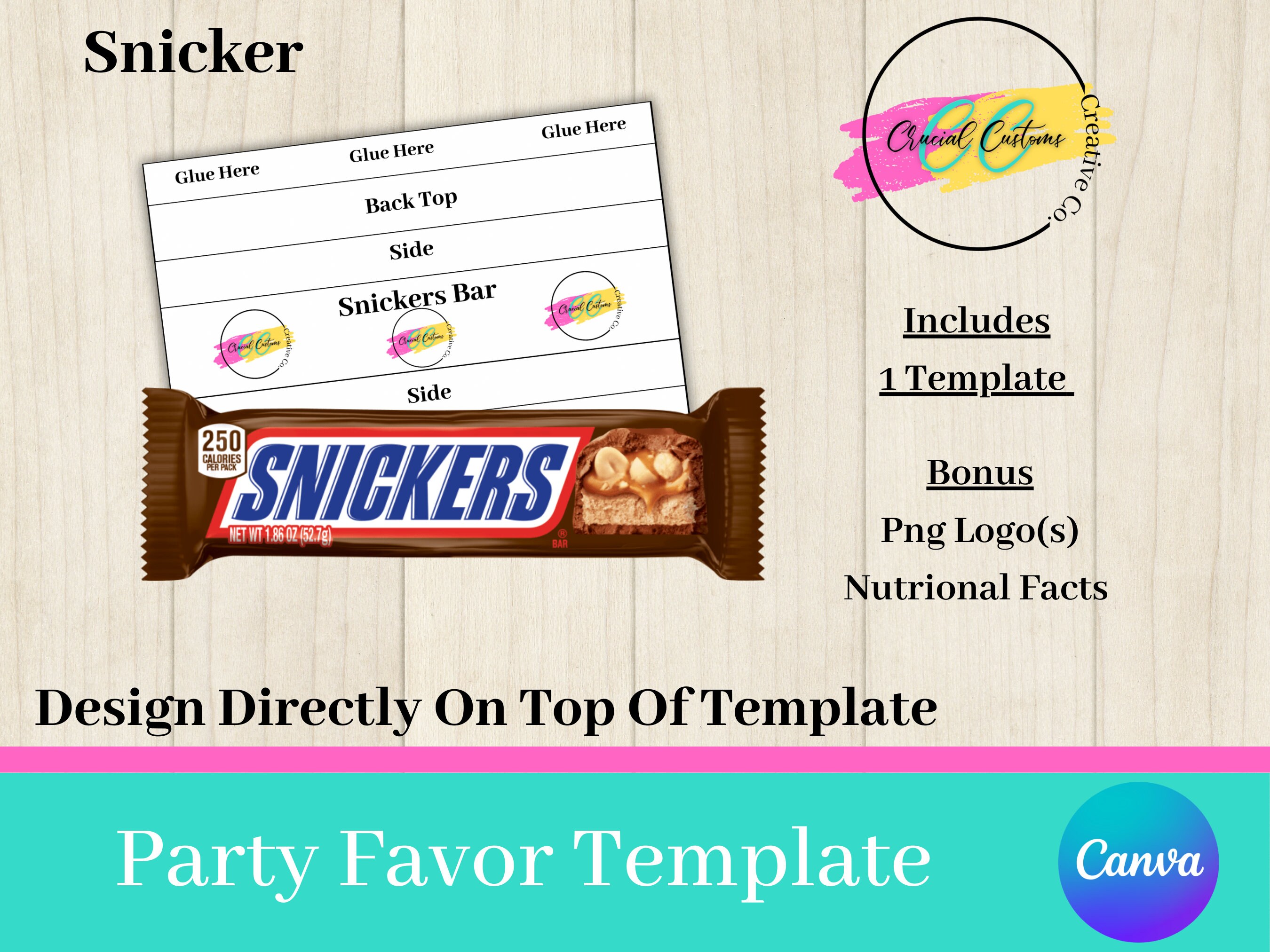 Snickers Template - Etsy