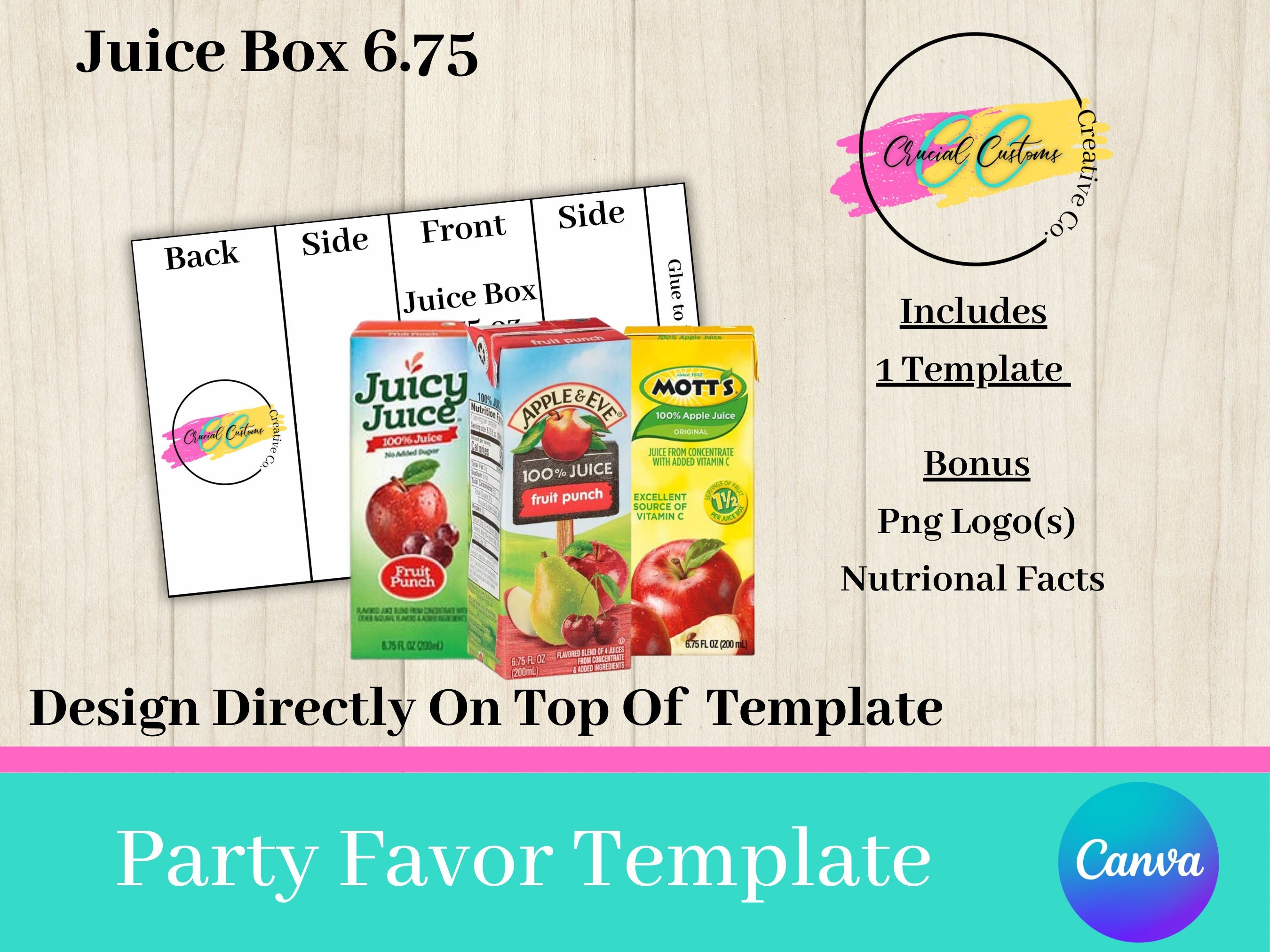 Juice Box 6.75 Template - Etsy
