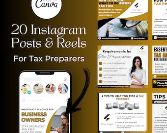 Canva Tax Tips Template: 20 Instagram Posts & Reels (canva Pro Required ...