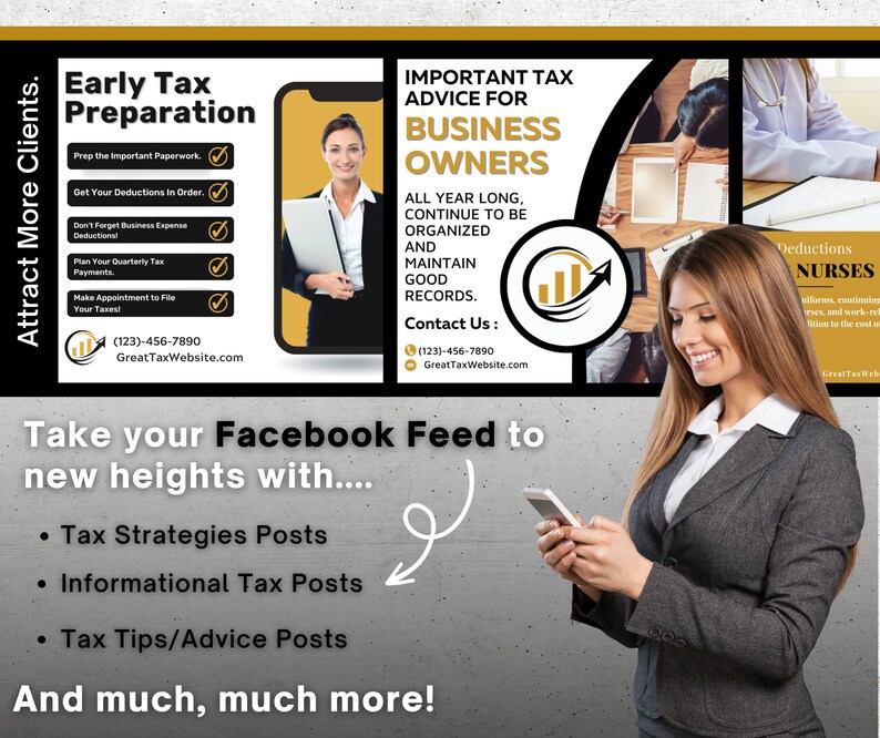 Tax Service Flyer: 100 Canva Facebook Posts for Tax Professionals - Etsy