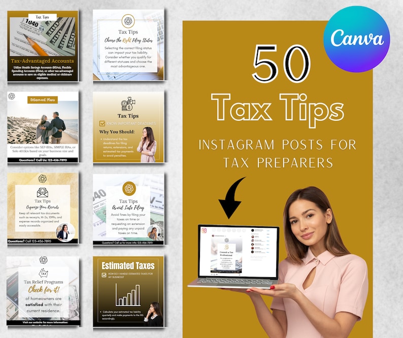 Tax Tips Instagram Posts: 50 Q&A Canva Templates - Etsy