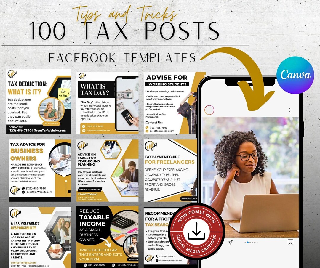 Tax Service Flyer: 100 Canva Facebook Posts for Tax Professionals - Etsy