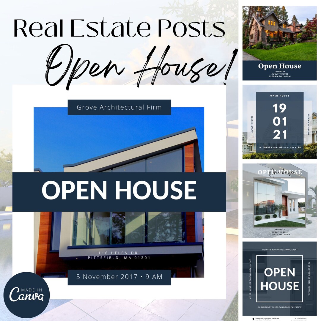 Open House Instagram Posts Template, Real Estate Open House Posts, Real ...
