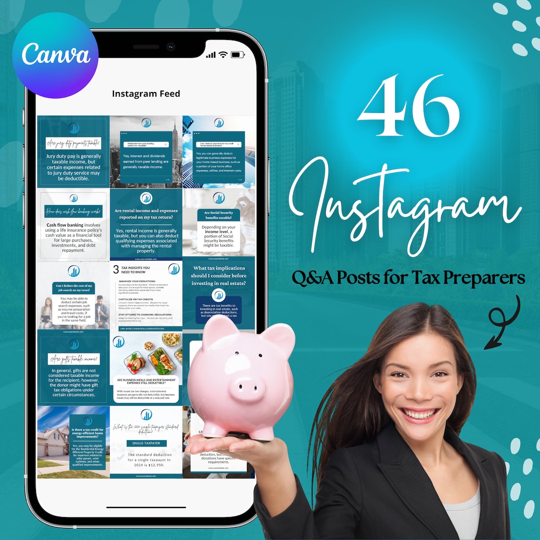 Tax Tips Instagram Template: 46 Q&A Posts (canva Editable) - Etsy