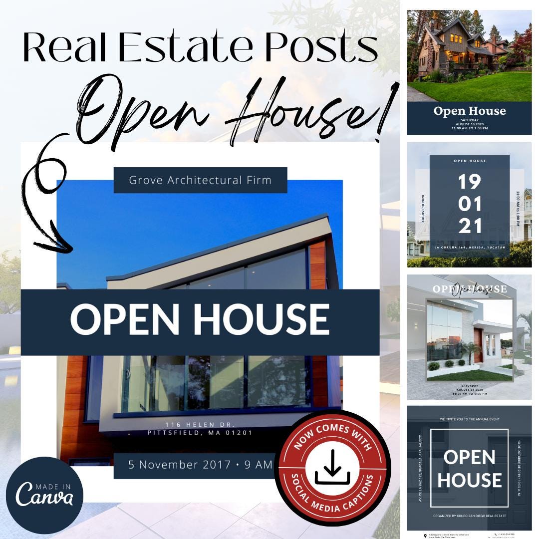 Open House Instagram Posts Template, Real Estate Open House Posts, Real ...