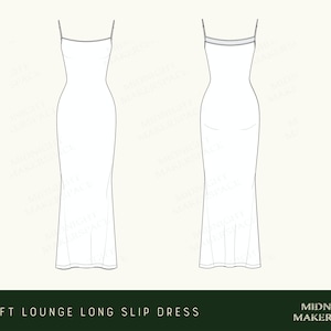 Lounge Long Slip Dress - Tech Flats, CAD Flats, Technical Drawing ...