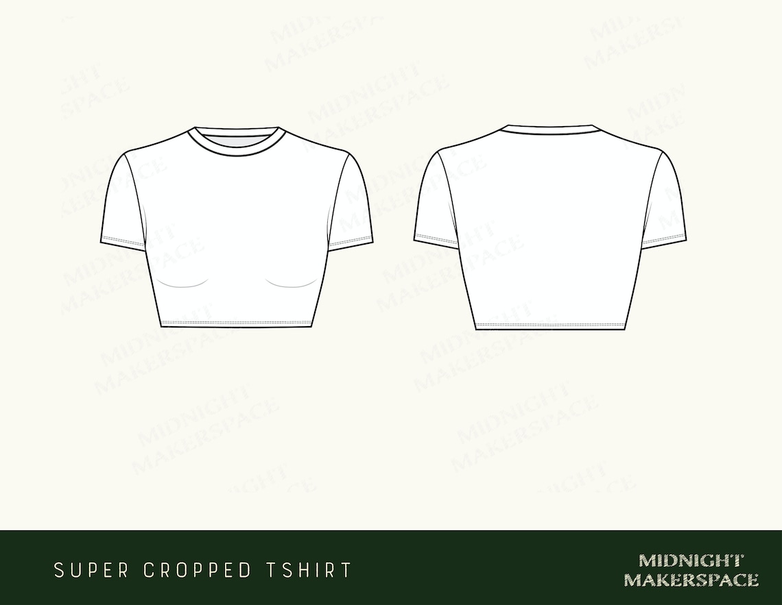 Super Cropped T-shirt - Tech Flats, CAD Flats, Technical Drawing ...