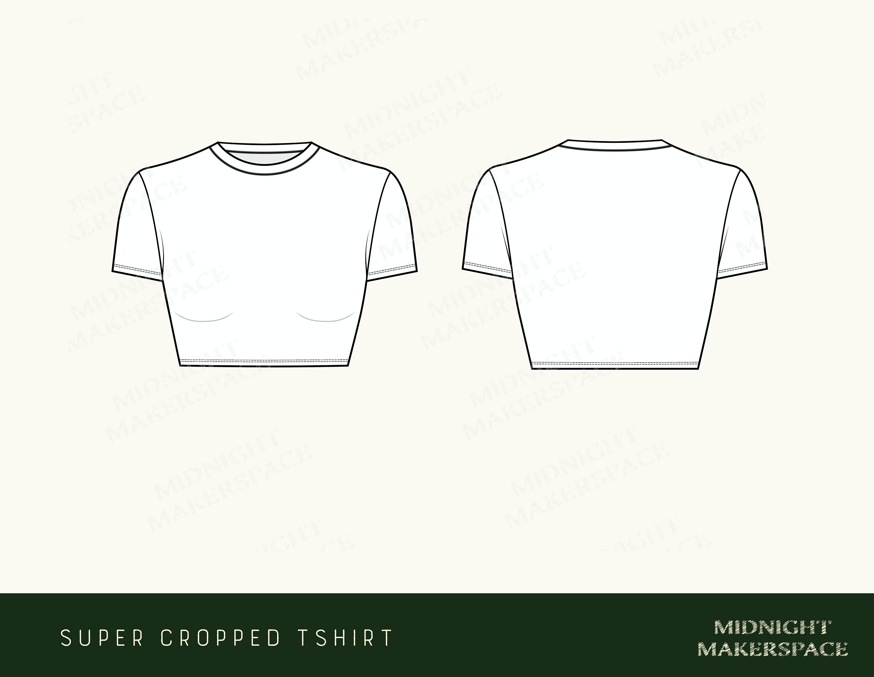 Super Cropped T-shirt - Tech Flats, CAD Flats, Technical Drawing ...