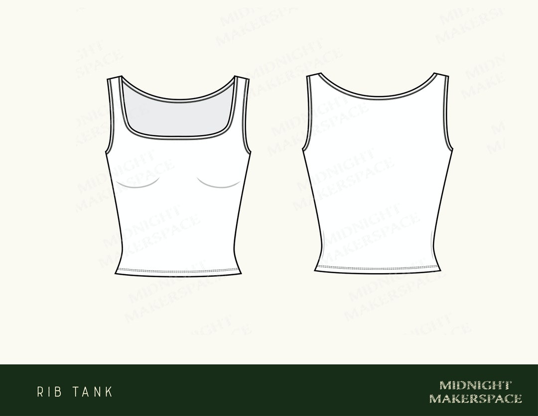 Rib Tank - Tech Flats, CAD Flats, Technical Drawing, Fashion Flats ...